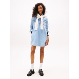 Jeanskleid Tommy Jeans "A-LINE DENIM DRESS DI2015", Damen, Gr. XXL (44), N-Gr, blau (denim light), Denim/Jeans, Obermaterial: 100% Baumwolle, Abriebeffekte, regular fit, Kleider
