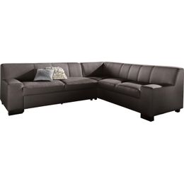 Ecksofa DOMO collection "Norma, moderne Armlehnen, zeitlos und elegant, Breite 247cm, L-Form", braun, B:247cm H:74cm T:212cm, Microfaser PRIMABELLE (100% Polyester);Kunstleder SOFTLUX;Struktur (90% Polyester, 10% Polyacryl);NaturLEDER (echtes Rindsleder), Sofas, Ecksofa, wahlweise mit Bettfunktion