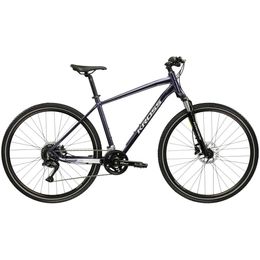 Crossrad KROSS "Crossrad Herren 28" Evado 5.0 blau 18 Gänge" Gr. 48, blau, schwarz, Fahrräder, Damen, 48cm, 28 Zoll (71,12cm) hinten: 28 Zoll (71,12cm)