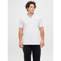 Jack & Jones PlusSize Kurzarmshirt "JORISLINGTON TYPE TEE SS CREW NECK PLS", Herren, Gr. 5XL, weiß (hellweiß), Jersey, Obermaterial: 100% Baumwolle, JACK & JONES PLUSSIZE, bedruckt, loose fit normal, Rundhals, Shirts
