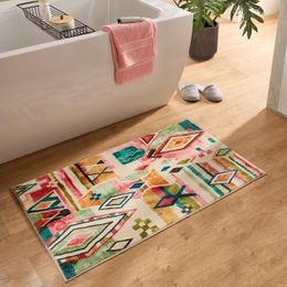 Badematte Gino Falcone "Ariella GF-145", bunt (multicolor), H:7mm, Polyester, Badematten, Badematte, Badteppich, bedruckt, modernes Design, Rauten, weich & kuschelig
