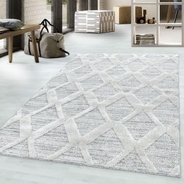 Teppich Ayyildiz Teppiche "PISA 4703", grau, B:200cm H:20mm L:290cm, Polypropylen (PP), Teppiche, Teppich, L&auml;ufer, rund, Hoch Tief Struktur, Wohnzimmer, Schlafzimmer