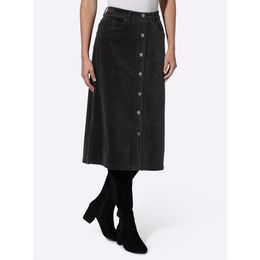 Webrock Inspirationen, Damen, Gr. 24, grau (graphit), 98% Baumwolle, 2% Elasthan, unifarben, wadenlang, R&ouml;cke