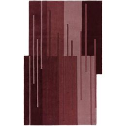 Wollteppich FLAIR RUGS "Split Ombre", rot, B:200cm H:10mm L:290cm, Wolle, Teppiche, Geteilter Wollteppich in Ombr&eacute;-Form