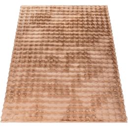 Hochflor-Teppich Paco Home "Arnheim 741", beige, B:60cm H:34mm L:100cm, Polyester, Teppiche, Uni Farben, modernes Design, besonders weich, Hoch-Tief Effekt