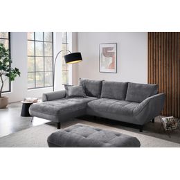 Ecksofa exxpo - SOFA FASHION "Bellini, Materialmix oder komplett Struktur, Breite 268cm, bequem", grau (graphite), B:260cm H:92cm T:187cm, Sofas, Ecksofa, bequem und modern, Materialmix, L-Form