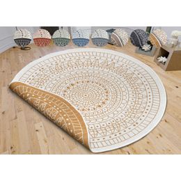 Teppich Hanse Home "Porto Wendeteppich", gelb (ocker), H:5mm &Oslash;:200cm, Kunstfaser, Teppiche, Teppich, In-& Outdoor, Wetterfest, Balkon, Garten, Wohnzimmer, Wasserfest