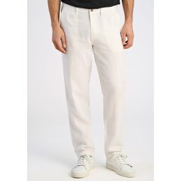 Leinenhose LINDBERGH "LINDBERGH Leinenhose", Herren, Gr. XXL, wei&szlig; (optical wei&szlig;), Obermaterial: 55% Baumwolle, 45% Leinen, relaxed fit, Hosen