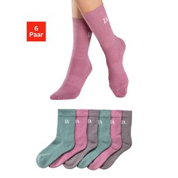 active by Lascana Tennissocken LASCANA ACTIVE, Damen, Gr. 35/38, bunt (2x stone, 2x altrosa, 2x petrol), Baumwollmischung, unifarben, Socken Tennissocken, mit Frotte&eacute;, Topseller