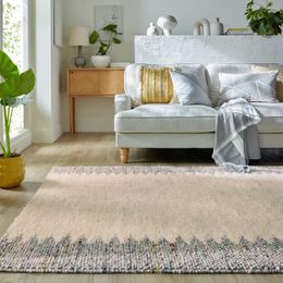 Wollteppich FLAIR RUGS "Minerals Border", schwarz, B:160cm H:3mm L:230cm, Kunstfaser, Wolle, Teppiche, Wolle, Teppich mit Bord&uuml;re, Wohnzimmer, Schlafzimmer, Esszimmer