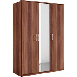 Kleiderschrank Priess "Husum", braun (nussbaumfarben), B:140cm H:196cm T:57cm, Holzwerkstoff, Schränke, Kleiderschrank, mit dekorativen Kranz, wahlweise mit Schubkästen