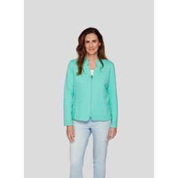 Kurzjacke Rabe, Damen, Gr. 40, gr&uuml;n (smaragd), Web, Obermaterial: 55% Baumwolle, 40% Polyester, 5% Elasthan, unifarben, taillenlang, V-Ausschnitt, Jacken Kurzjacke, mit Rei&szlig;verschluss und Allover-Muster