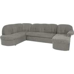 Wohnlandschaft DOMO collection "Pegnitz, zeitlos&modern, elegante R&uuml;ckensteppung, Breite 292cm, U-Form", grau, B:292cm H:82cm T:180cm, 100% Polyester, Sofas, Wohnlandschaft, wahlweise mit Bettfunktion