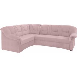 Ecksofa DOMO collection "Sarafina zeitlos&bequem, optional mit Federkern, Breite 240cm, L-Form", rosa (flamingo), B:240cm H:83cm T:190cm, Microfaser PRIMABELLE (100% Polyester) / Struktur (90% Polyester; 10% Polyacryl);Luxus-Microfaser (92% Polyester, 8% Nylon);Microfaser PRIMABELLE (100% Polyester), Sofas, Ecksofa, wahlweise mit Bettfunktion, Topseller