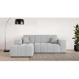 Ecksofa OTTO HOME "CASSY L-Form, Schlafsofa mit Bettkasten, Ma&szlig;e B/T/H: 245/165/88 cm", grau (hellgrau), B:248cm H:83,5cm T:165,5cm, 94% Polyester, 6% Nylon, Sofas, Ecksofa, mit 2 R&uuml;ckenkissen, Recamiere rechts oder links bestellbar