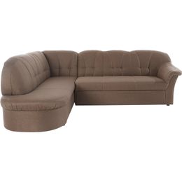 Ecksofa DOMO collection "Pegnitz, zeitlose und elegante R&uuml;ckensteppung, Breite 246cm, L-Form", braun, B:246cm H:82cm T:180cm, 100% Polyester, Sofas, Ecksofa, wahlweise mit Bettfunktion