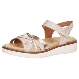 Riemchensandale Remonte, Damen, Gr. 38, rosa (rosé, roségoldfarben, goldfarben), Lederimitat, metallic, Schuhe, Keilabsatz, Sommerschuh, Sandalette mit herausnehmbarer Softeinlage