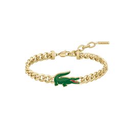 Armband Lacoste "ARTHOR", gold (gelbgoldfarben, grün), Armbänder, Herren, 22cm, Edelstahl, Armband, mit Emaille
