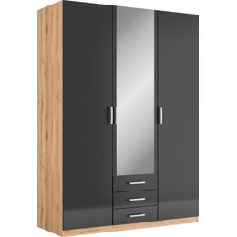 Kleiderschrank Priess "Amsterdam", schwarz (astkernbuche, schwarz), B:140cm H:193cm T:56cm, Holzwerkstoff, Schränke, Kleiderschrank, mit oder ohne LED-Beleuchtung