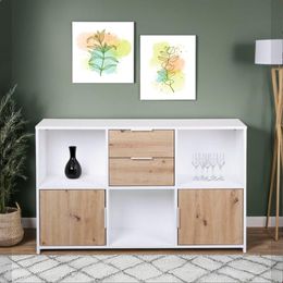 Sideboard Inter Link, weiß, artisan eiche nachbildung, B:120cm H:77cm T:30cm, Spanplatte, Sideboards