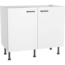 Sp&uuml;lenschrank KOCHSTATION "KS-Paula", wei&szlig; matt, wei&szlig;, B:100cm H:87cm T:58,4cm, Schr&auml;nke, Sp&uuml;lenschrank, 100 cm breit, 87 cm hoch, mit 1 T&uuml;r