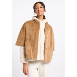 Frieda & Freddies New York Cape FRIEDA & FREDDIES "Fake Fur Cape With Jacket / Kay & Polly", Damen, Gr. 38, hellbeige, 100% Polyester, unifarben, relaxed fit, ohne Ausschnitt, Jacken