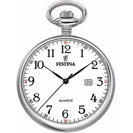Taschenuhr Festina "F2019/1", silber (silberfarben), Taschenuhren, Damen, Quarzuhr, Herrenuhr, Datum