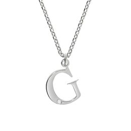 Kette mit Anh&auml;nger Diamonds by Ellen K. "Silber 925 mit 1x Diamant 0,008ct. Buchstabe G", wei&szlig;, Halsketten, Damen, 45+3cm, 0,01, Silber 925 (Sterlingsilber), L: 48 B: 12mm, gl&auml;nzend, B:12mm