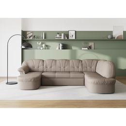 Wohnlandschaft DOMO collection "Pegnitz, zeitlos&modern, elegante R&uuml;ckensteppung, Breite 292cm, U-Form", beige, B:292cm H:82cm T:180cm, 100% Polyester, Sofas, Wohnlandschaft, wahlweise mit Bettfunktion
