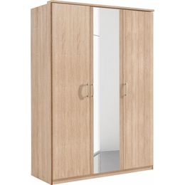 Kleiderschrank Priess "Husum", braun (struktureichefarben hell), B:140cm H:196cm T:57cm, Holzwerkstoff, Schränke, Kleiderschrank, mit dekorativen Kranz, wahlweise mit Schubkästen