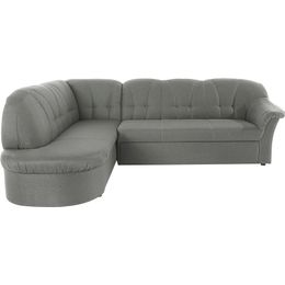 Ecksofa DOMO collection "Pegnitz, zeitlose und elegante R&uuml;ckensteppung, Breite 246cm, L-Form", grau, B:246cm H:82cm T:180cm, 100% Polyester, Sofas, Ecksofa, wahlweise mit Bettfunktion