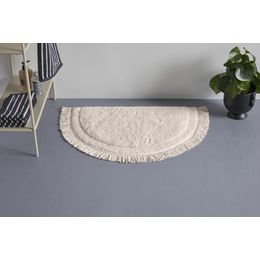 Badematte "Tamsin, Badvorleger, Badezimmer Teppich" Gr. 8, beige (natur), H:20mm, Baumwolle, LeGer Home by Lena Gercke, Badematten, Badematte, mit Fransen, Badteppich, Badematte, Baumwolle