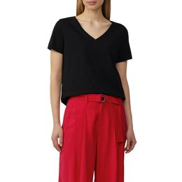 T-Shirt s.Oliver, Damen, Gr. 40, schwarz, Web, Obermaterial: 100% Baumwolle, unifarben, regular fit taillenbedeckt, V-Ausschnitt, Shirts T-Shirt, aus Flammgarn
