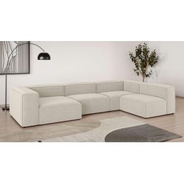 Wohnlandschaft OTTO HOME "HAILY U-Form mit Ottomane links/rechts, Ma&szlig;e B/T/H: 360/200/72 cm", beige (hellbeige), B:360cm H:72cm T:200cm, 100% Polyester, Sofas, Wohnlandschaft, als Modul oder separat verwendbar, f&uuml;r individuelle Zusammenstellung