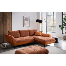Ecksofa exxpo - SOFA FASHION "Bellini, Materialmix oder komplett Struktur, Breite 268cm, bequem", braun (rust), B:260cm H:92cm T:187cm, Sofas, Ecksofa, bequem und modern, Materialmix, L-Form
