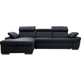 Ecksofa exxpo - SOFA FASHION "Salerno, Funktionssofa, Breite 280cm, hoher Sitzkomfort, L-Form", schwarz, B:280cm H:77cm T:170cm, Microfaser-Primabelle (100% Polyester);NaturLEDER;Kunstleder;Lederfaserstoff;Luxus-Microfaser Lederoptik, Sofas, Ecksofa, inkl. Kopf- und Armteilverstellung, wahlweise mit Bettfunktion