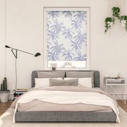 Seitenzugrollo LICHTBLICK ORIGINAL "Rollo Klemmfix, ohne Bohren, Verdunkelung, Blueprint Palms - Blau", blau (blau, wei&szlig;), B:80cm H:150cm, Polyester, Rollos, Seitenzugrollo