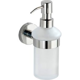 Seifenspender Wenko "Bosio Shine", grau (chromfarben), Edelstahl, Glas, Dosierspender, Seifenspender