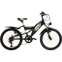 Kinderfahrrad WYLD "Kinder-Mountainbike Fully ATB 20" Zodiac schwarz-grün 6 Gänge RH 31 cm" Gr. 31, schwarz (schwarz, schwarz), Fahrräder, Kinder, 31cm, 20 Zoll (50,80cm) hinten: 20 Zoll (50,80cm)