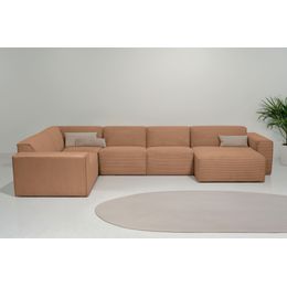 Wohnlandschaft OTTO HOME "Clayton", braun (light braun), B:371cm H:70cm T:220cm, 100% Polyester, Sofas, Wohnlandschaft, in einem trendigen Cord-Bezug, verschiedene Kombinationen verf&uuml;gbar