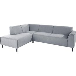 Ecksofa DOMO collection "Amora, inkl. Federkern f&uuml;r mehr Sitzkomfort, Breite 263cm, L-Form", silber, B:263cm H:81cm T:191cm, Struktur (100% Polyester);Struktur grob (100% Polyester);Luxus-Microfaser (100% Polyester), Sofas, Ecksofa, mit Ottomane, elegant und zeitlos, bequem, Komfortsitzh&ouml;he 47cm