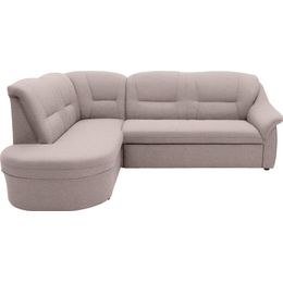 Ecksofa DOMO collection "Faenza f&uuml;r kleine R&auml;ume, Stellma&szlig;e 232x176cm, komfortabel, L-Form", grau (taupe), B:232cm H:88cm T:176cm, 92% Polyester, 8% Nylon, Sofas, Ecksofa, mit Ottomane, zeitlos, elegante Armlehnen, wahlweise mit Bettfunktion