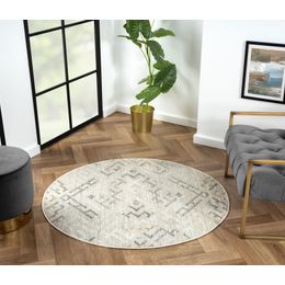 Teppich "My Type", beige (cream, hellgrau, wei&szlig;), B:120cm H:10mm L:120cm &Oslash;:120cm, Polyester, MyFlair M&Ouml;BEL & ACCESSOIRES, Teppiche, Teppich, Kurzflor, Ethno-Style, besonders weich durch Microfaser