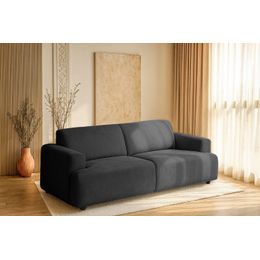2,5-Sitzer Home Affaire "Linkka, Breite 217 cm", schwarz (onyx), B:217cm H:75cm T:94cm, 90% PES, 10% Nylon, Sofas, in einem weichen Chenille-Stoff, mit Wellenunterfederung