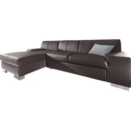 Ecksofa DOMO collection "Star, zeitlose Formensprache, elegante Optik, Breite 248cm, L-Form", braun (dunkelbraun), B:248cm H:74cm T:150cm, Softlux-Kunstleder;Primabelle-Microfaser;Struktur (90% Polyester und 10% Polyacryl), Sofas, Ecksofa, wahlweise mit Bettfunktion