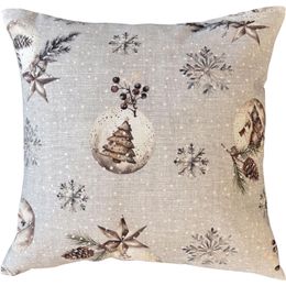 Kissenh&uuml;lle Home Wohnideen "FELIZ NAVIDAD", grau, B:40cm L:40cm, Polyester, Baumwolle, Polyester, Kissenbez&uuml;ge, Kissenh&uuml;lle, mit F&uuml;llung, Dekostoff bedruckt