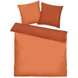 Bettw&auml;sche Tom Tailor HOME "TWO-TONE SOLID COLORS in Gr. 135x200cm, 155x220cm oder 200x220cm", beige (warm coral), B/L: 200cm x 220cm, 1 Stk., 2 Stk., Satin, B/L: 80cm x 80cm & 80cm x 80cm, 3 Stk., Satin, Obermaterial: 100% Baumwolle, Bettw&auml;sche, Bettw&auml;sche, new bedroom, Doppelnaht am Kissen
