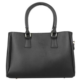 Henkeltasche CLUTY, Damen, Gr. B/H/T: 36cm x 26cm x 14cm onesize, schwarz, Leder, beschichtet, glänzend, Taschen, echt Leder, Made in Italy