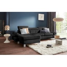 Ecksofa exxpo - SOFA FASHION "Fiji, hochwertige Detailverarbeitung, Breite 292cm, L-Form", schwarz, B:292cm H:98cm T:167cm, Luxus-Kunstleder;Webstoff (100% Polyester);Webvelours (100% Polyester), Sofas, Ecksofa, bequem durch Kopf- und Armteilverstellung, wahlweise mit Bettfunktion