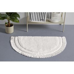 Badematte "Tamsin, Badvorleger, Badezimmer Teppich" Gr. 8, wei&szlig;, H:20mm, Baumwolle, LeGer Home by Lena Gercke, Badematten, Badematte, mit Fransen, Badteppich, Badematte, Baumwolle